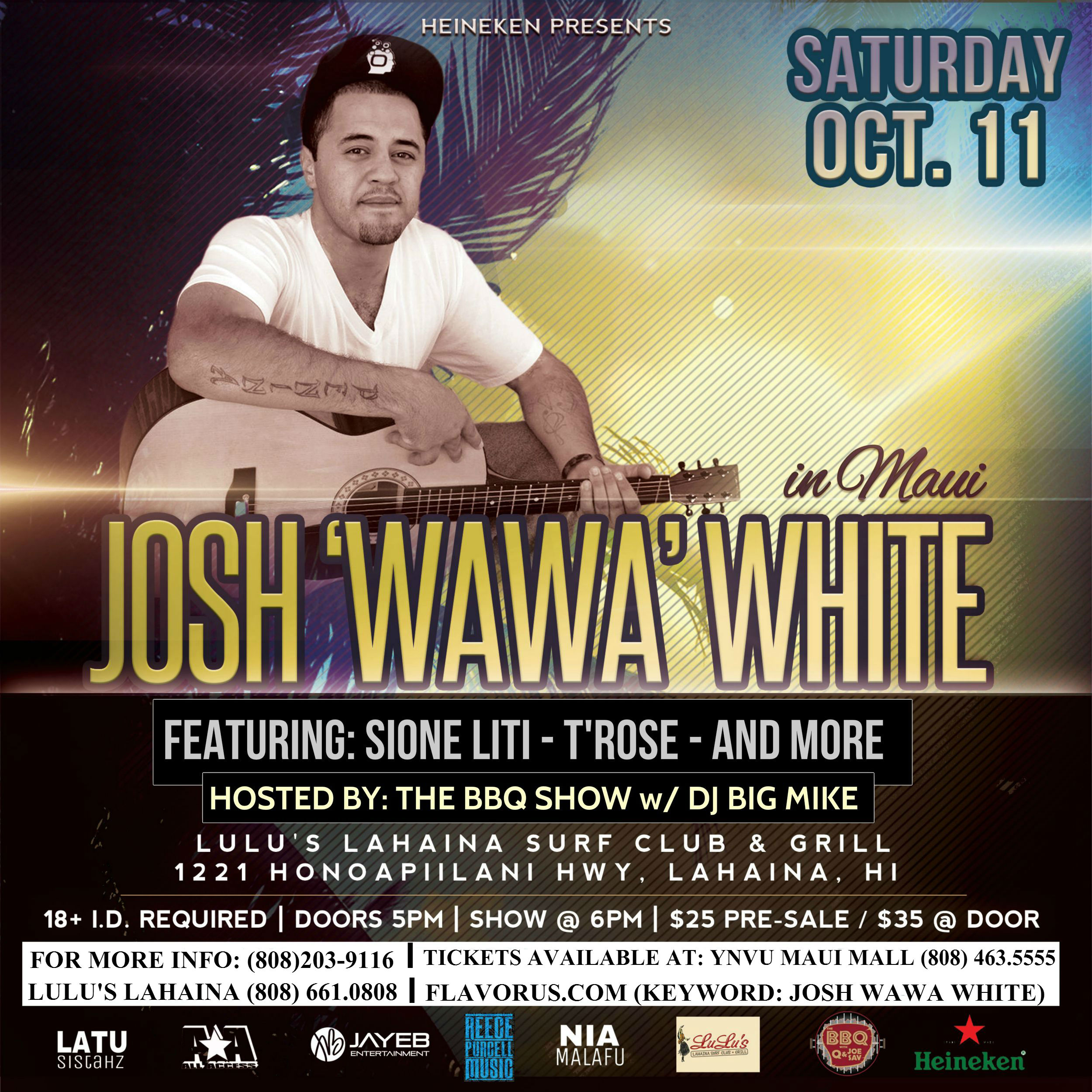 Buy Tickets to Josh Wawa White in MAUI in Lahaina