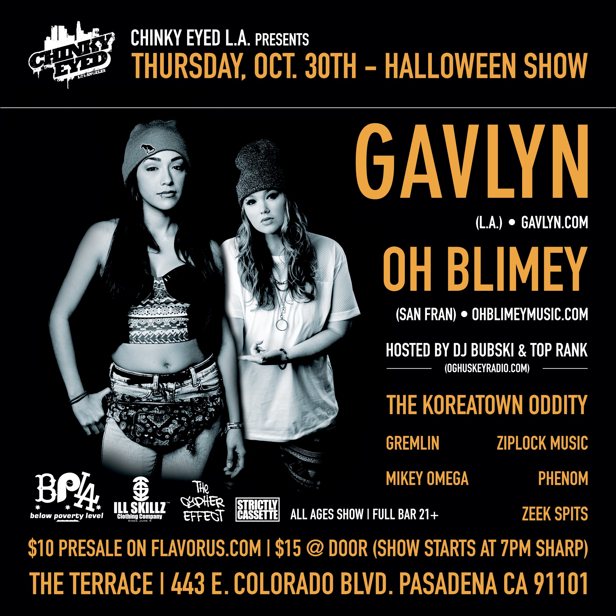 Buy Tickets to Gavlyn, Oh Blimey (Halloween) in PASADENA