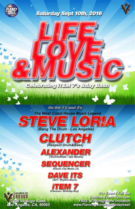 STEVE LORIA @ LIFE,LOVE,& MUSIC Tickets 09/10/16
