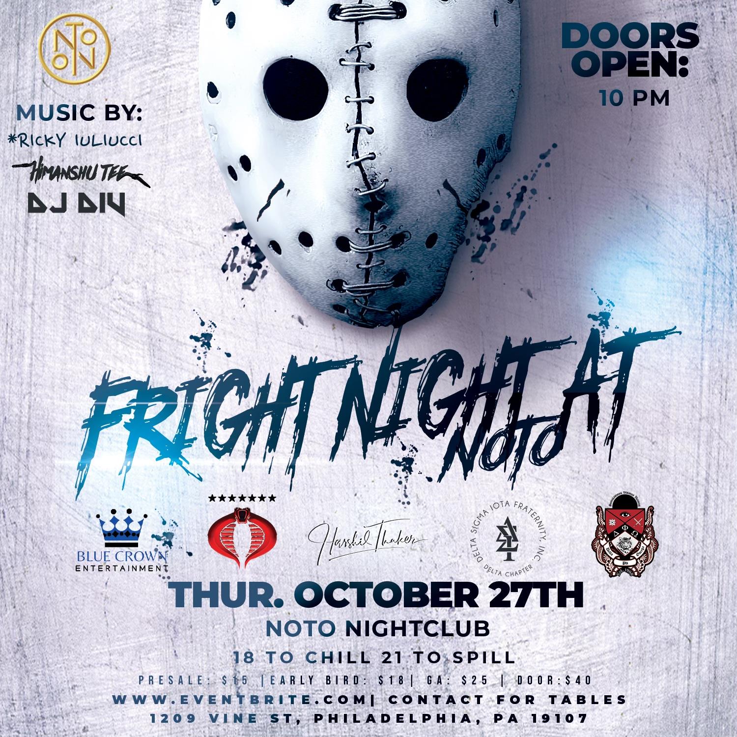 Buy Tickets to Fright Night at NOTO in Philadelphia on Oct 27, 2022