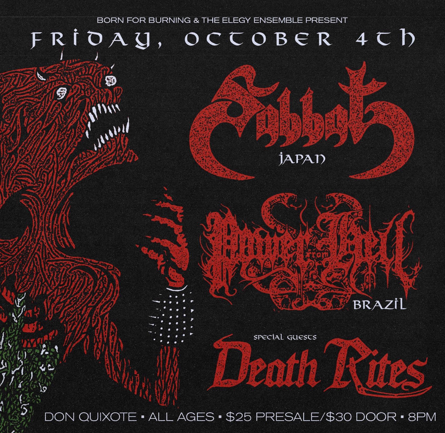 Buy Tickets to Sabbat (Japan), Power From Hell (Brazil), with Death ...
