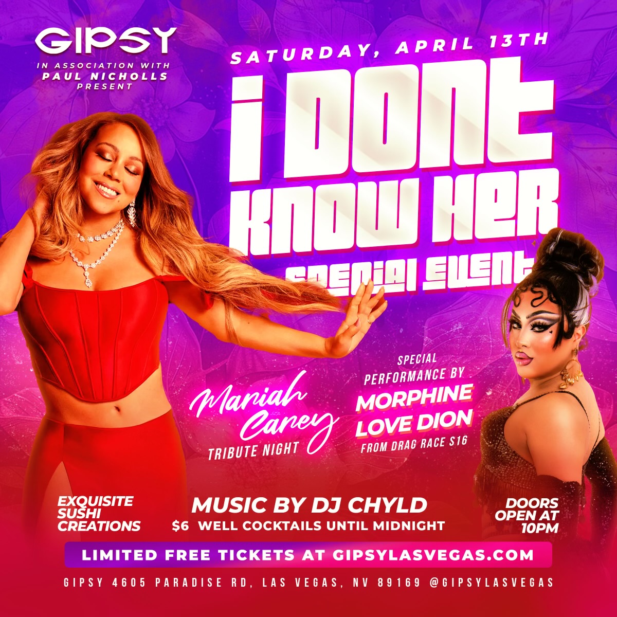 Buy Tickets to GIPSY PRESENTS MORPHINE LOVE DION FROM RPDR + LUMIERE in Las Vegas on Apr 13, 2024