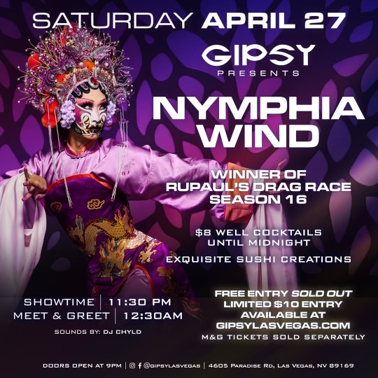 Buy Tickets to GIPSY PRESENTS NYMPHIA WIND WINNER OF RPDR S.16 in Las ...